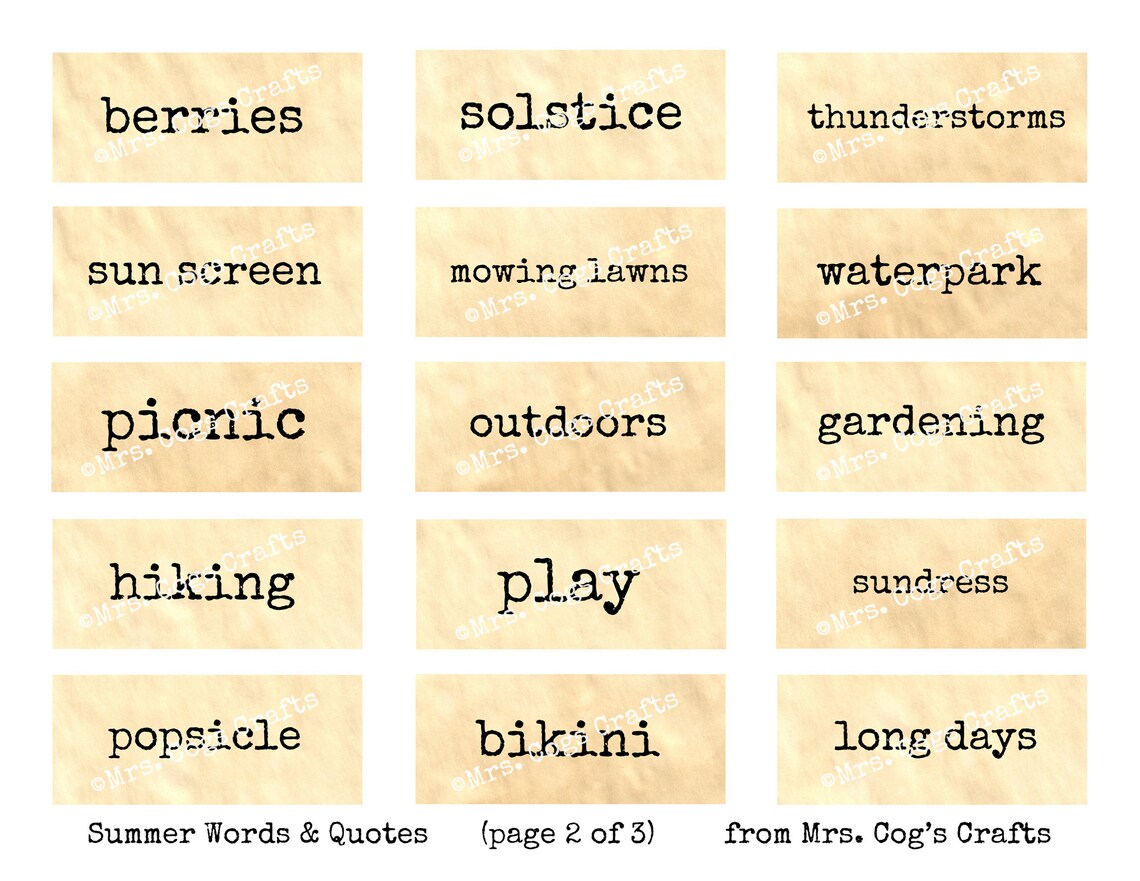 Summer Words & Sayings Journal Prompts Printable Words - Etsy