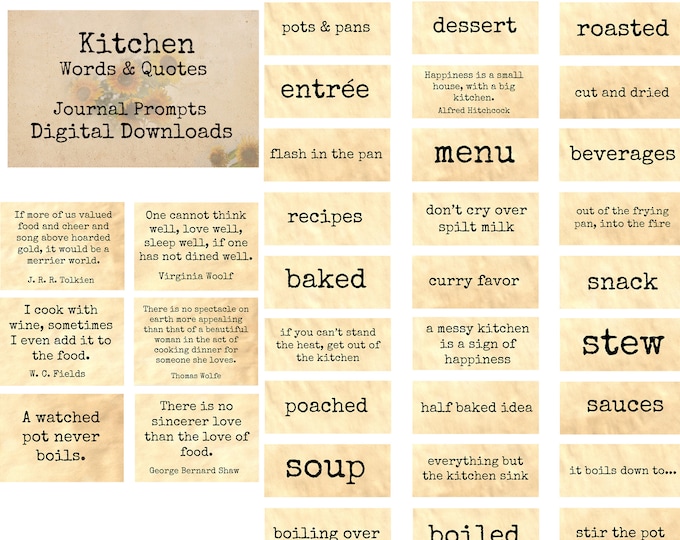 Kitchen Words & Sayings Journal Prompts Printable Words - Etsy