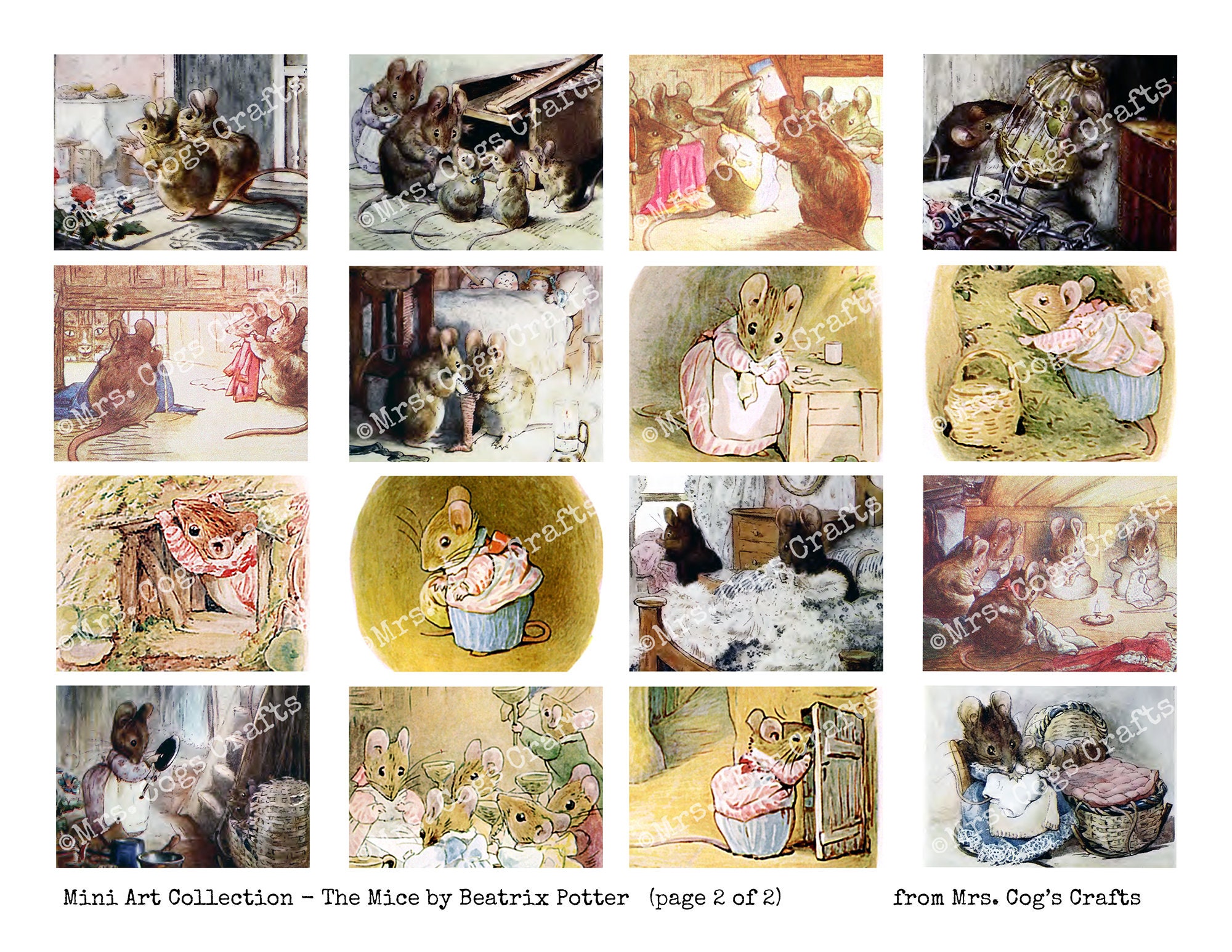 Mini Art the Mice by Beatrix Potter Printable Images | Etsy
