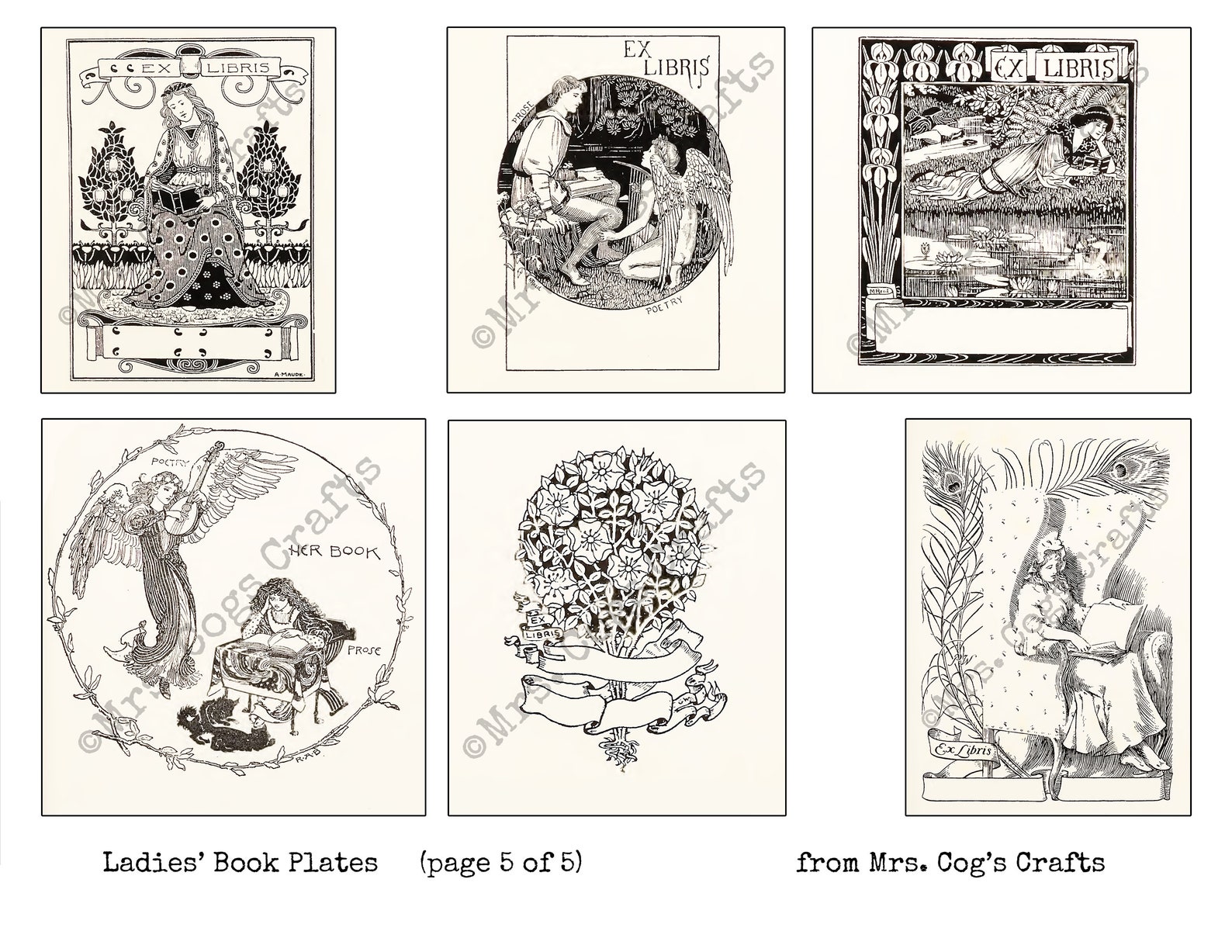 Ladies' Book Plates Ex Libris Labels for Journals and - Etsy