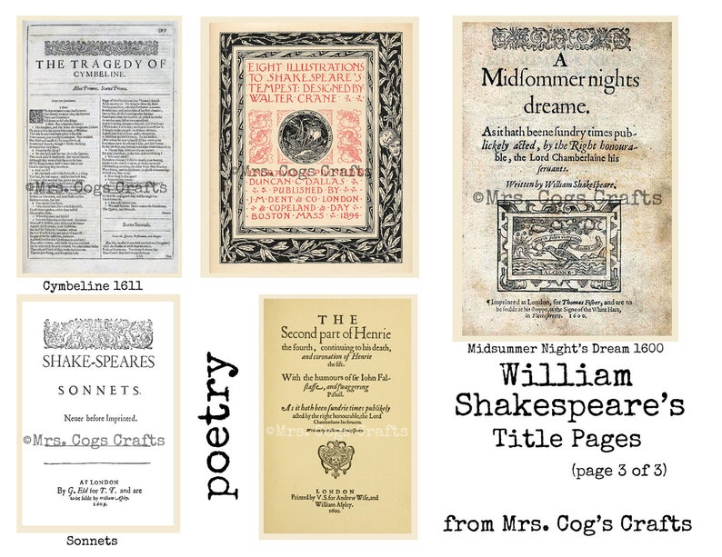 Shakespeare's Title Pages - Digital Ephemera Classics, Digital Images ...