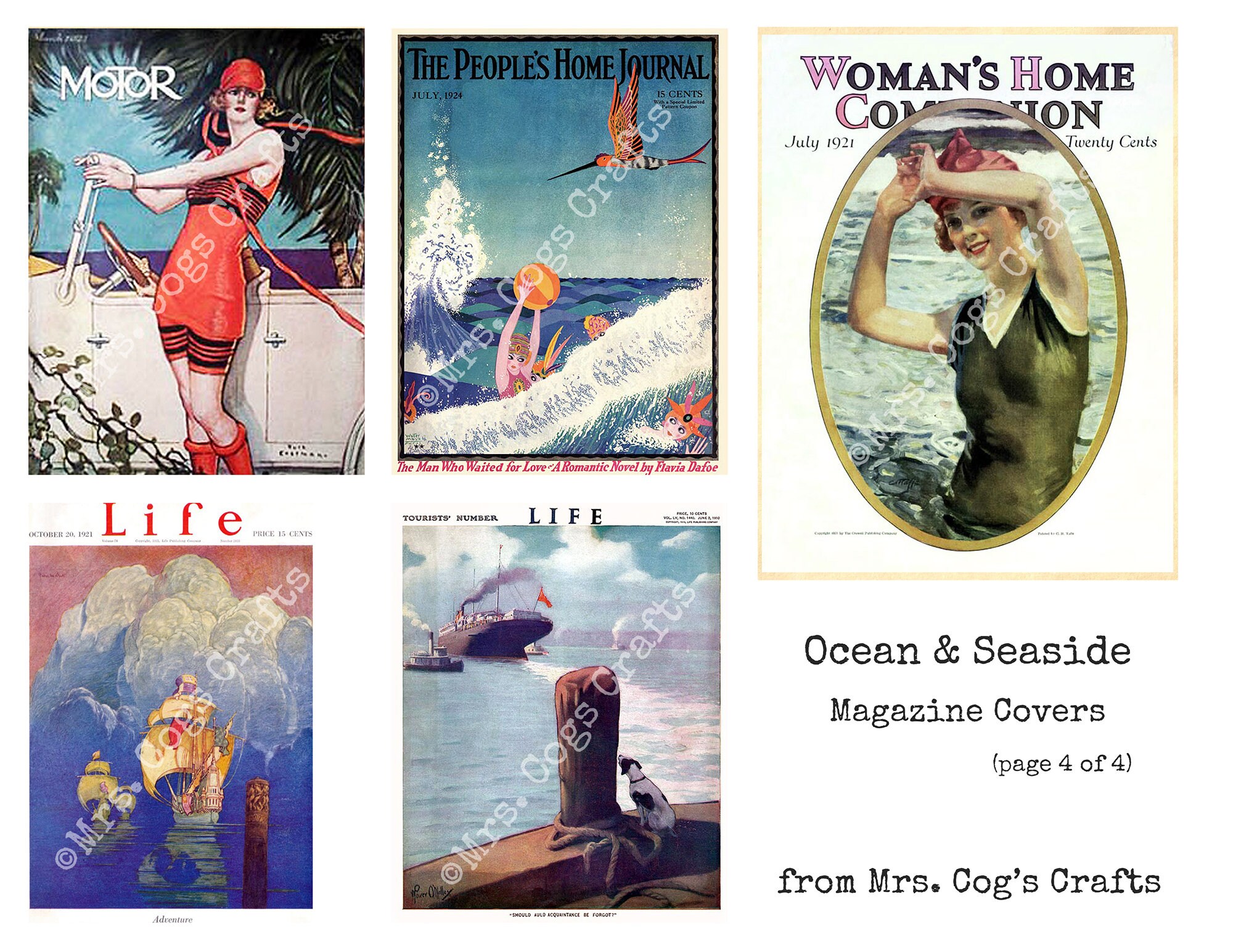 Ocean & Seaside Magazine Covers Printable Images Ephemera - Etsy