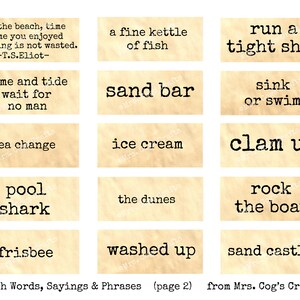 Beach Words, Sayings & Phrases - Journal Prompts, Printable Words ...