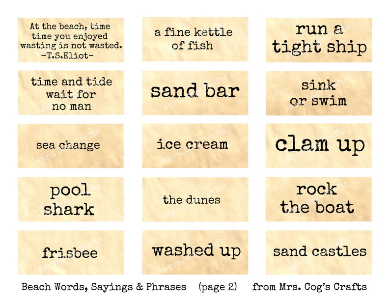 Beach Words, Sayings & Phrases - Journal Prompts, Printable Words ...