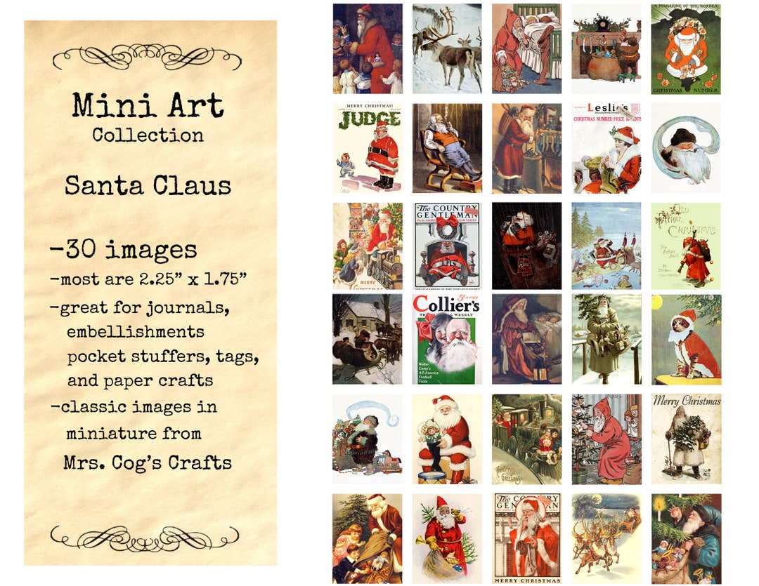 Mini Art - Santa Claus , Printable Images, Digital Download, Miniature ...