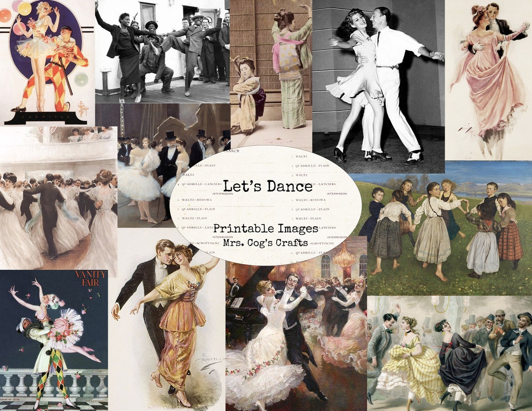 Let's Dance - Digital Ephemera, Printable Images, Vintage Art, Instant ...