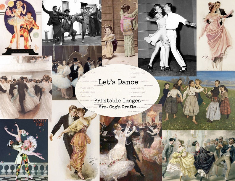 Let's Dance Digital Ephemera Printable Images Vintage | Etsy