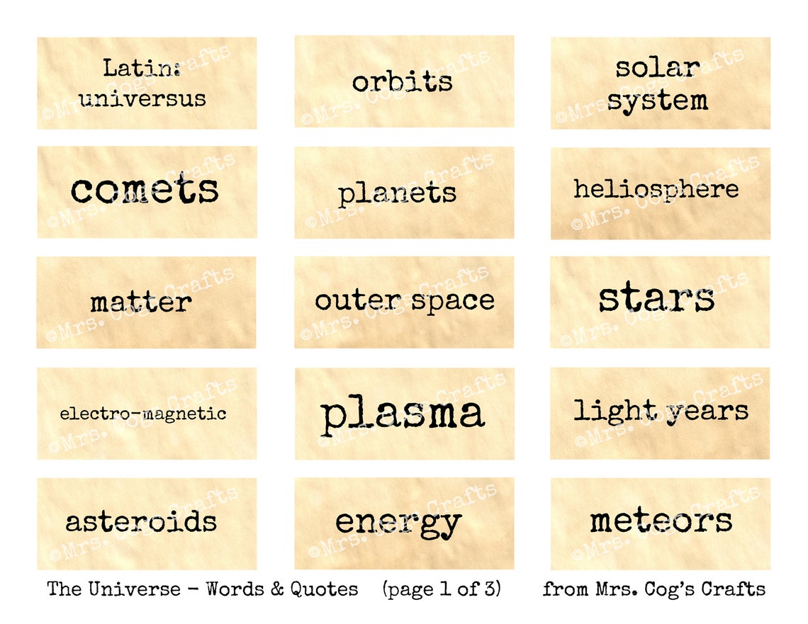 The Universe Words & Quotes - Journal Prompts, Printable Words, Instant ...