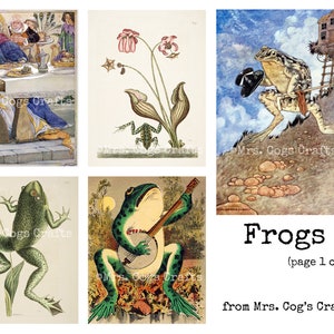 Frogs - Digital Ephemera Classics, Digital Images, Vintage Art, Instant ...