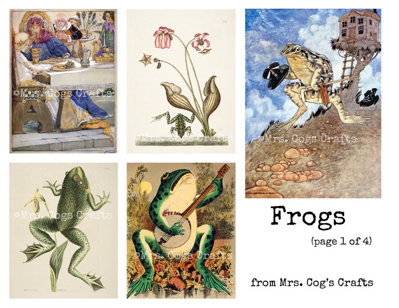 Frogs - Digital Ephemera Classics, Digital Images, Vintage Art, Instant ...