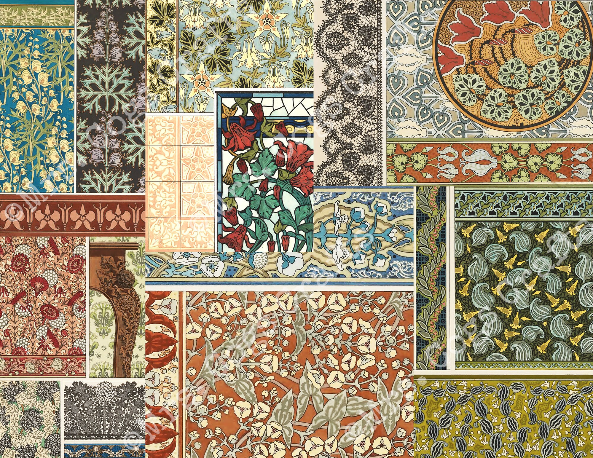 Patchwork Collage Pages - Full Page Images, Printable Images, Instant ...