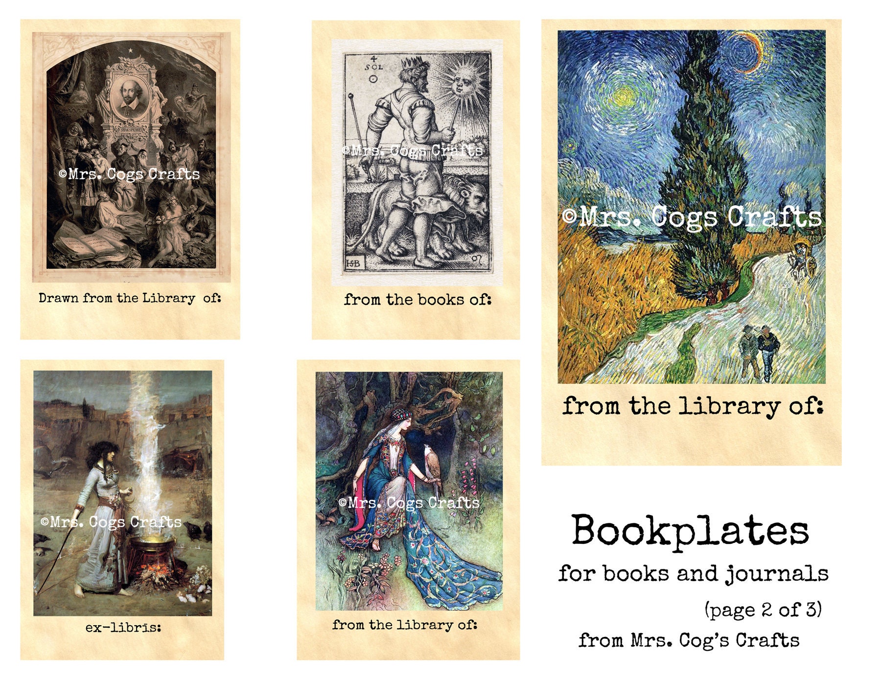 Bookplates Labels for Journals and Books Printable - Etsy