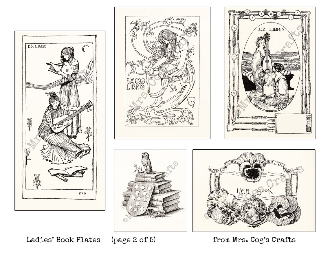 Ladies' Book Plates - Ex Libris - Labels for Journals and Books ...