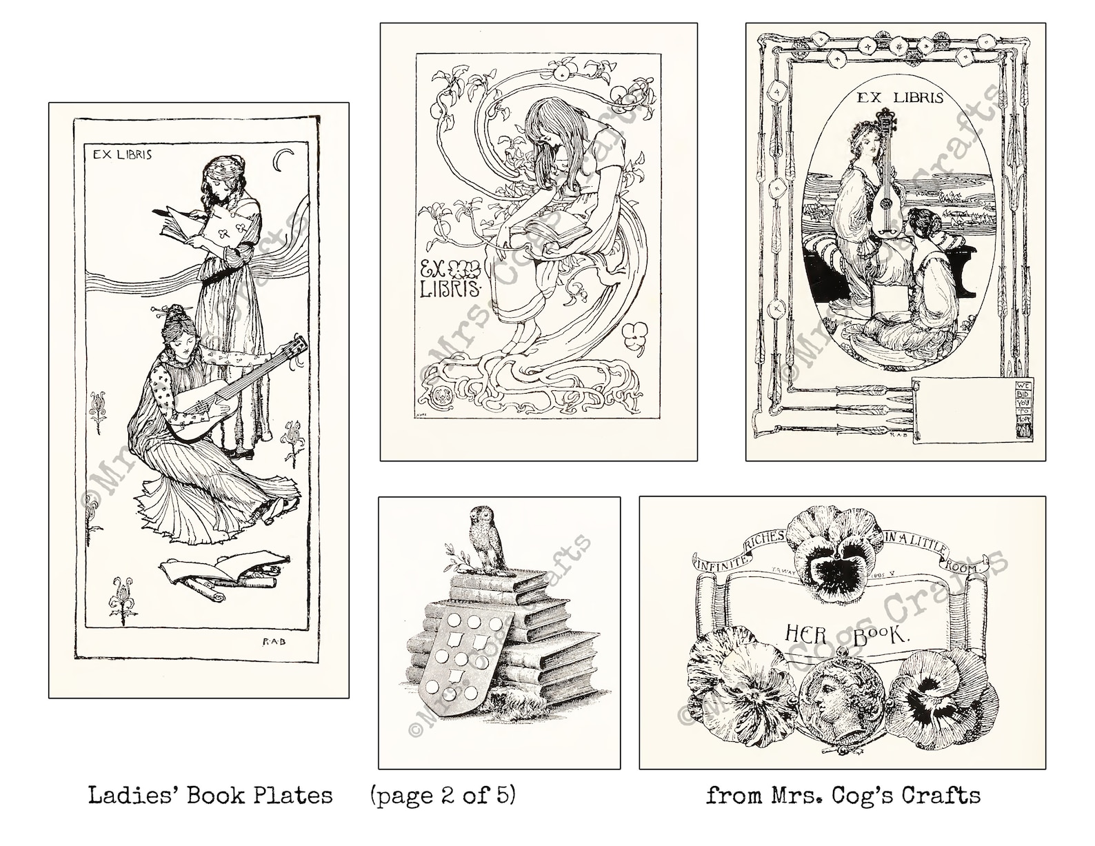 Ladies' Book Plates Ex Libris Labels for Journals and - Etsy