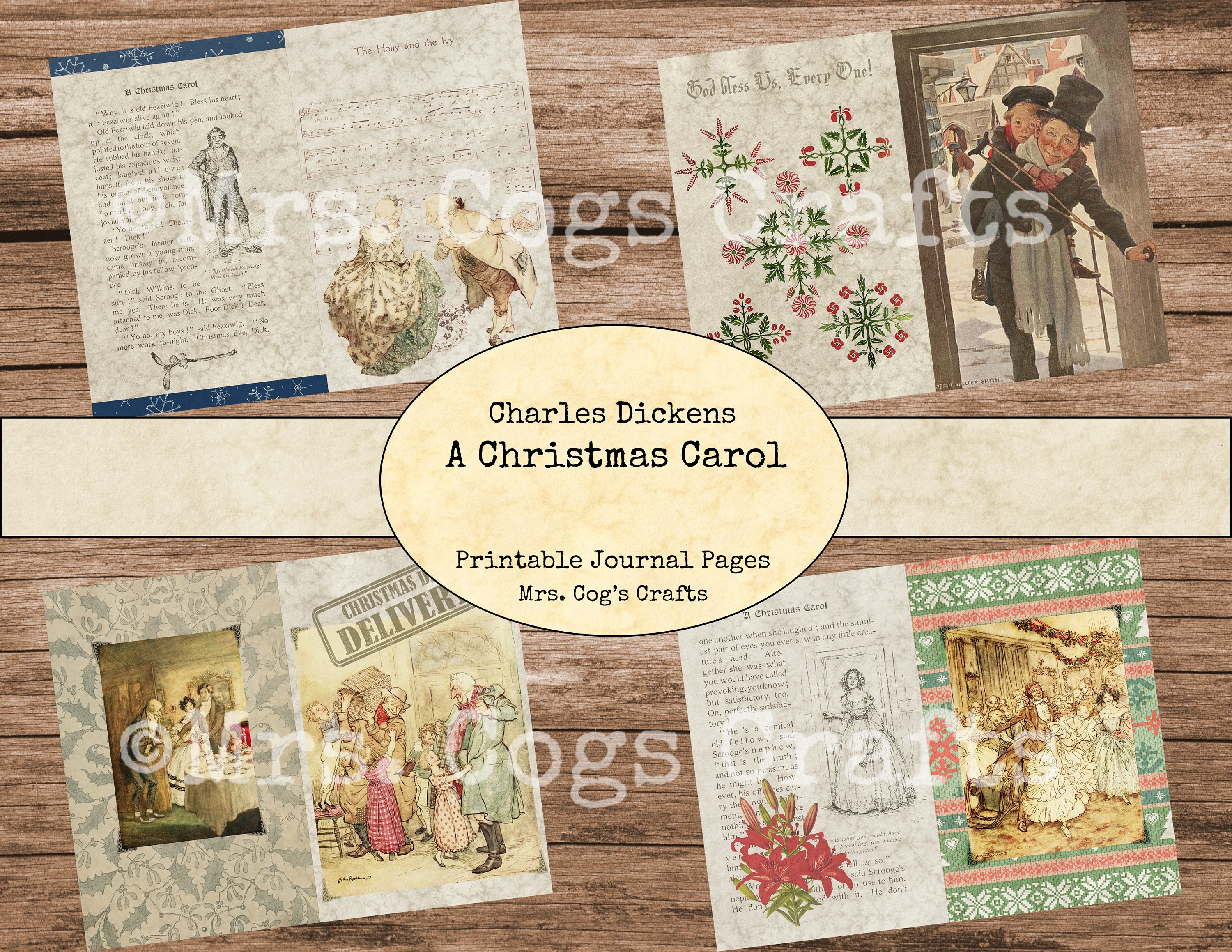 Dickens Christmas Carol - Junk Journal Kit, Printable Journal, Digital ...