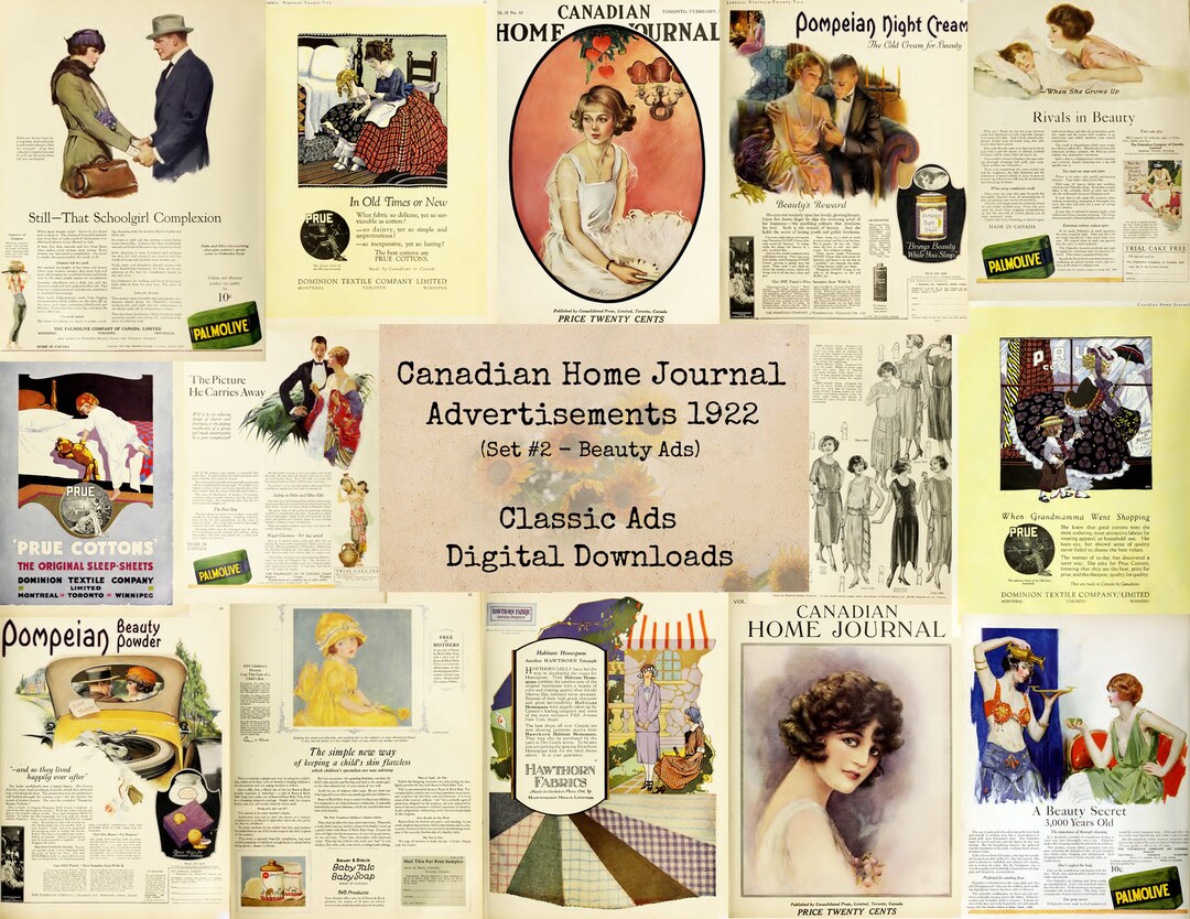 Canadian Home Journal Beauty Ads Set #2 1922 - Digital Ephemera ...