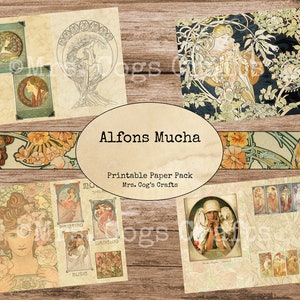 Alphons Mucha - Paper Pack, Printable Journal Pages, Digital Journal ...