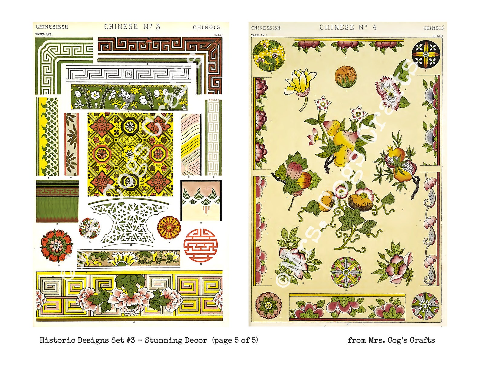 Historic Designs Set 3 Stunning Decor Printable Images - Etsy