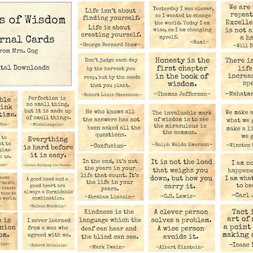 Words of Wisdom Journal Cards Journal Prompts Printable - Etsy