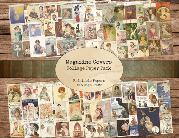 Magazine Cover Collage Journal Pages Paper Pack Printable | Etsy