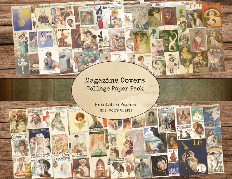 Magazine Cover Collage Journal Pages Paper Pack Printable | Etsy