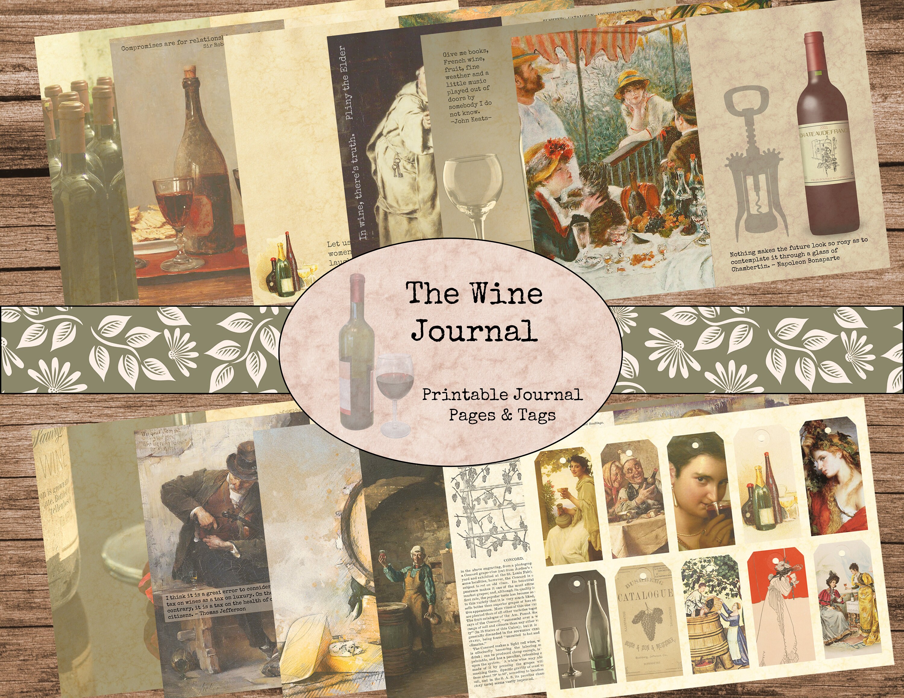 The Wine Journal Junk Journal Kit Printable Journal | Etsy