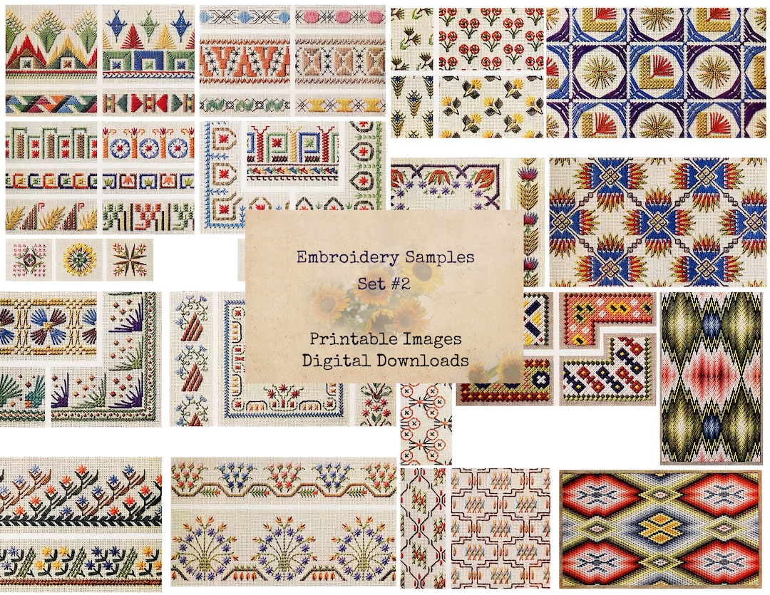 Embroidery Samples Set # 2 - Printable Stitching, Digital Images ...