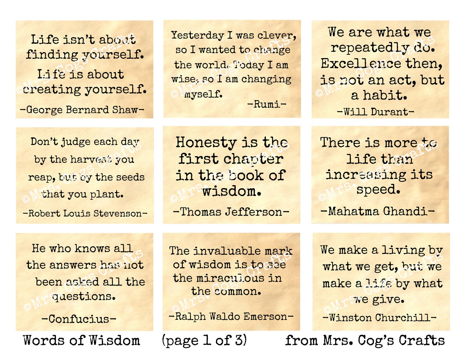 Words of Wisdom Journal Cards - Journal Prompts, Printable Words ...