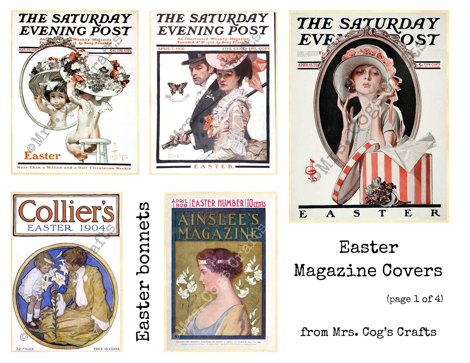 Easter Magazine Covers Printable Images Ephemera Vintage | Etsy