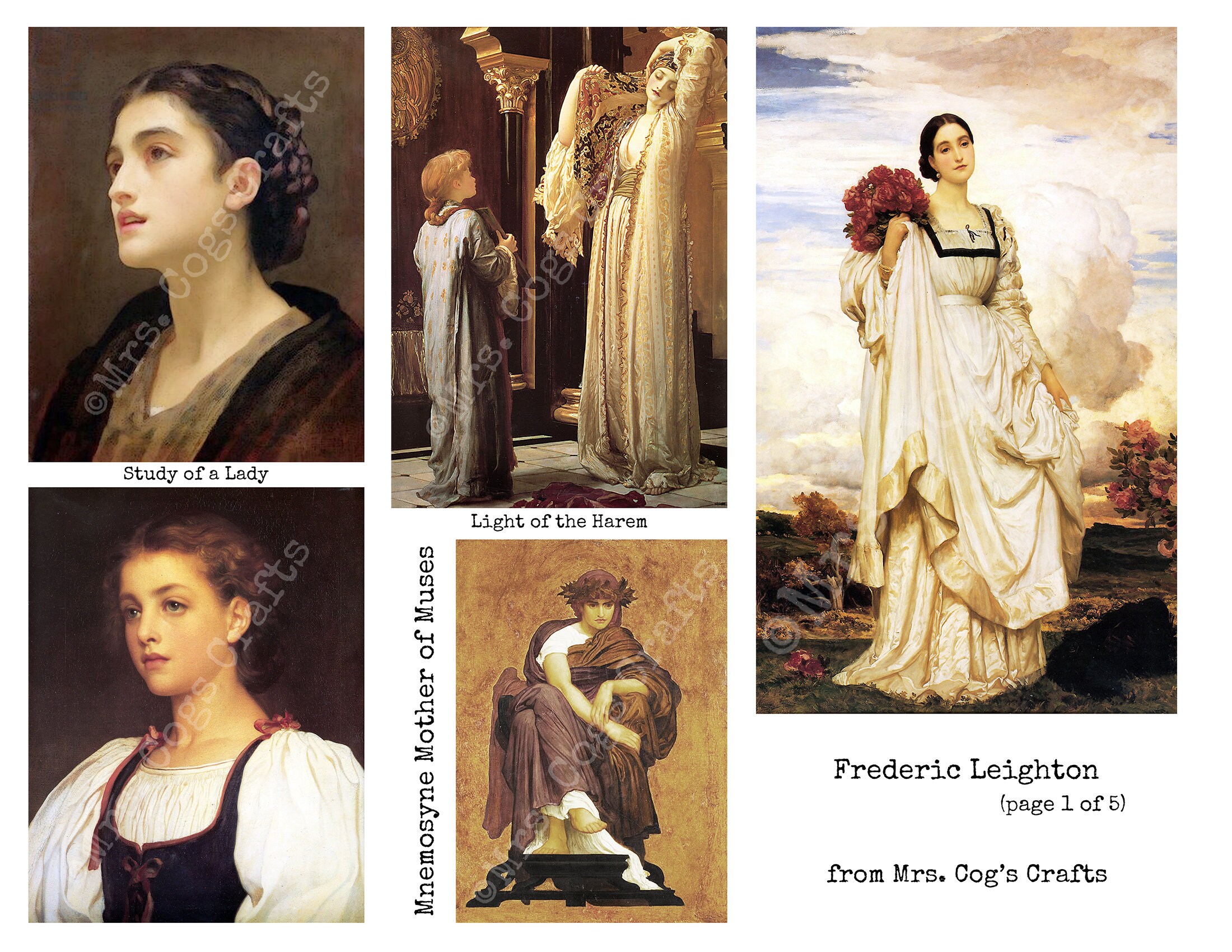 Frederic Leighton Digital Art Classics Printable Images | Etsy