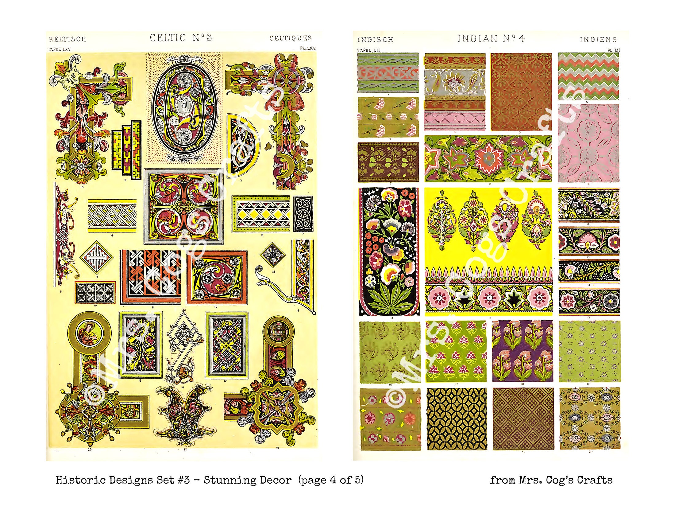 Historic Designs Set #3 Stunning Decor - Printable Images, Instant ...