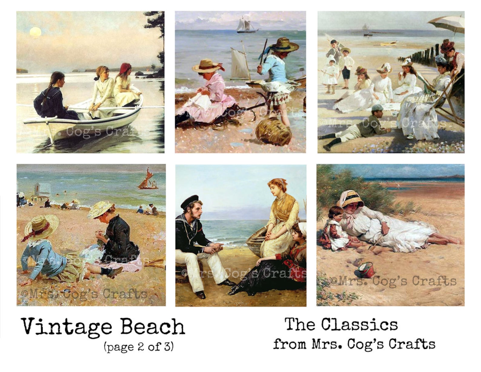 Vintage Beach Digital Ephemera Classics, Digital Images, Vintage Art ...