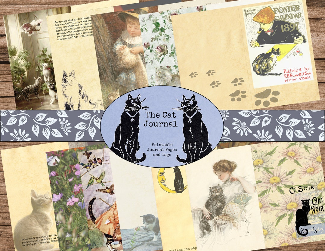 The Cat Journal - Junk Journal Kit, Printable Journal, Digital Journal ...