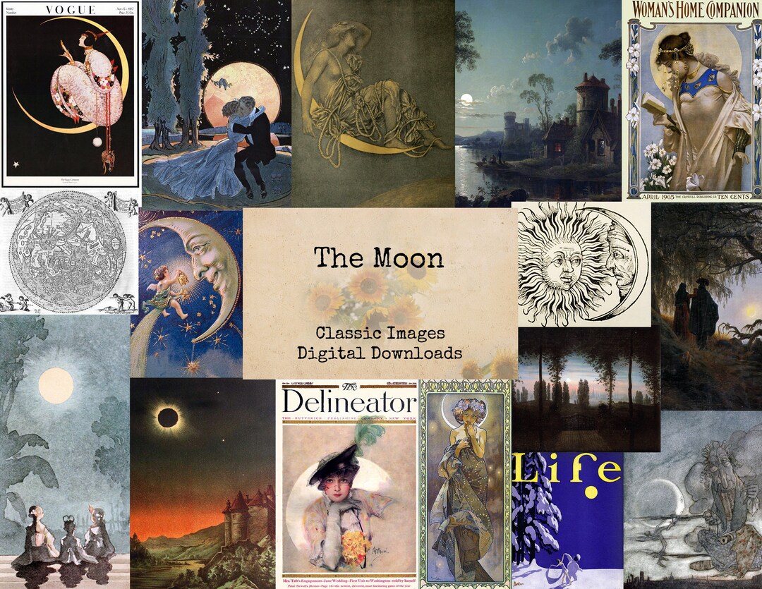 The Moon - Printable Images, Vintage Art, Instant Download, Digital ...