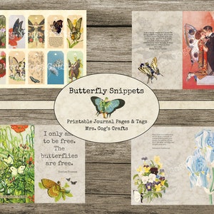 Butterfly Snippets Journal Kit - Printable Journal, Vintage Images ...