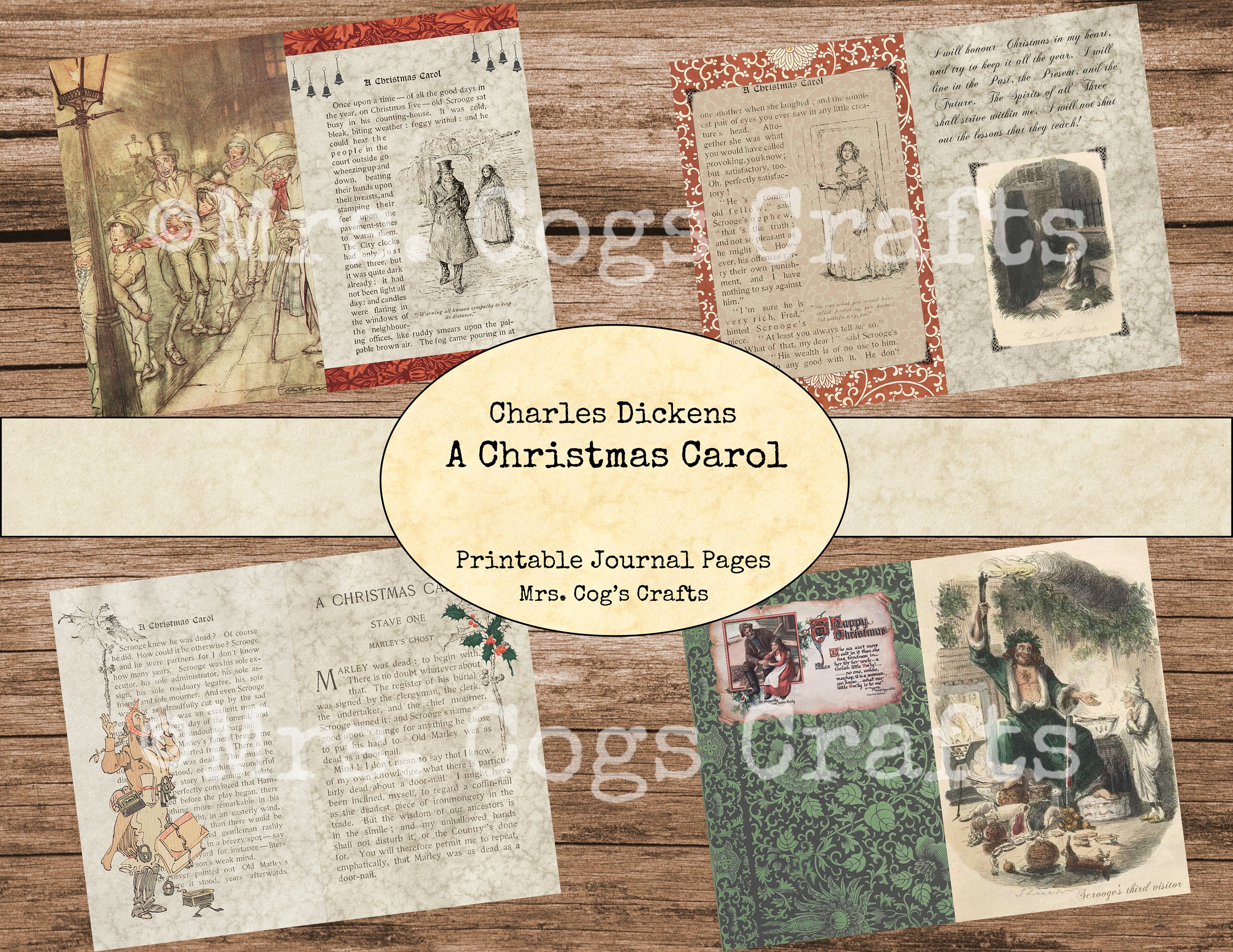 Dickens Christmas Carol - Junk Journal Kit, Printable Journal, Digital ...