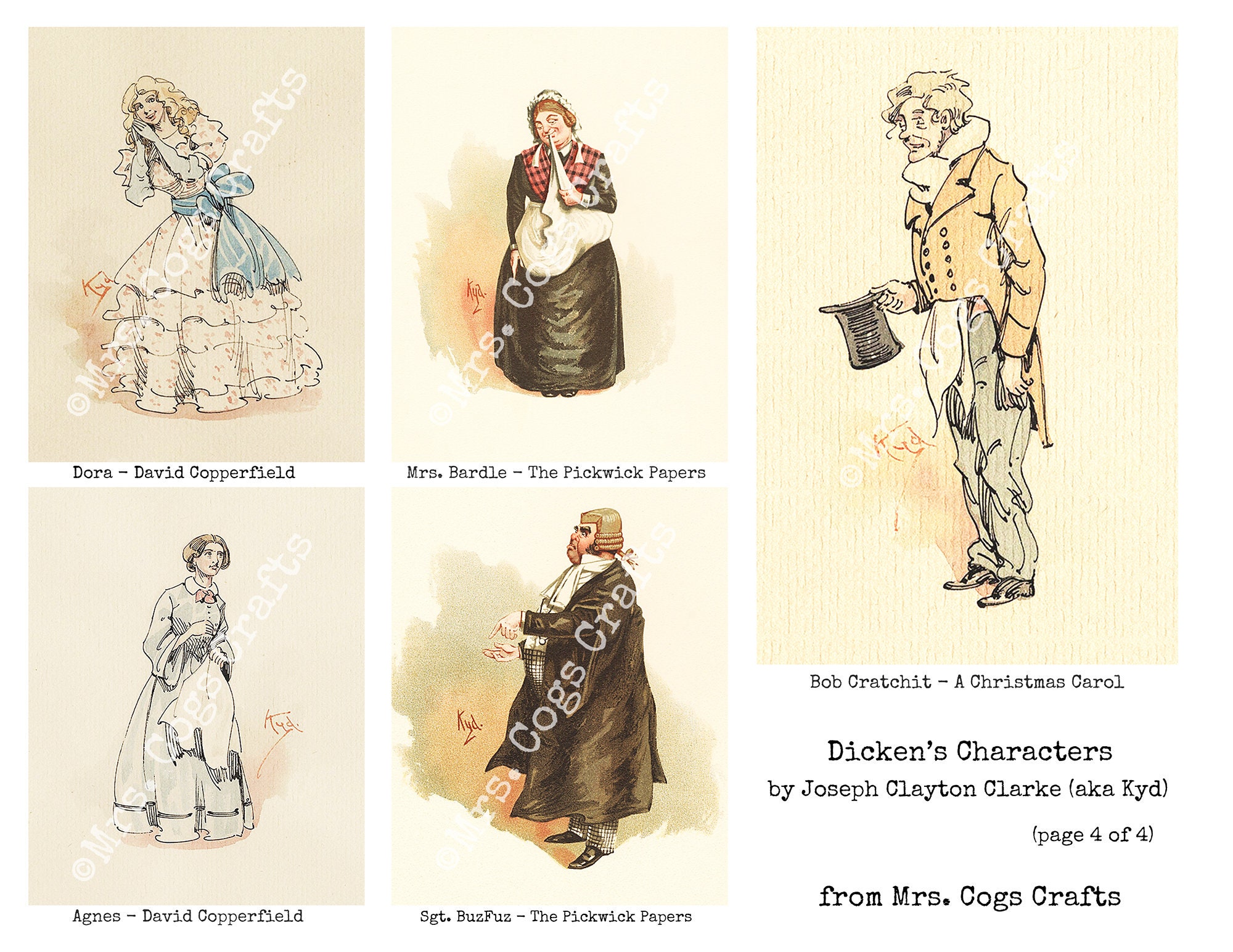 Dicken's Characters by Kyd Digital Ephemera Classics | Etsy