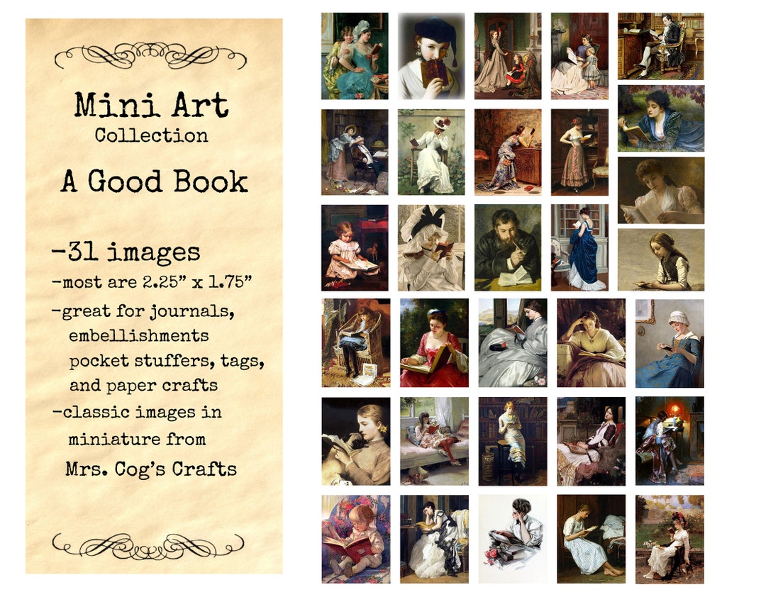 Mini Art A Good Book, Printable Images, Digital Download, Miniature ...