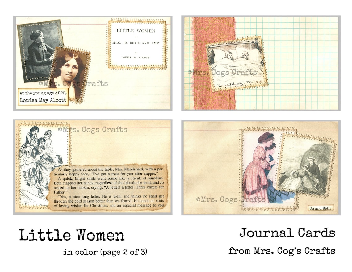 Little Women in Color Journal Cards - Digital Images, Printable Index ...