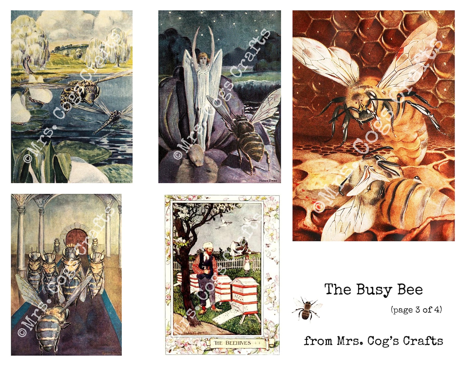 The Busy Bee Printable Images Ephemera Classics Digital | Etsy