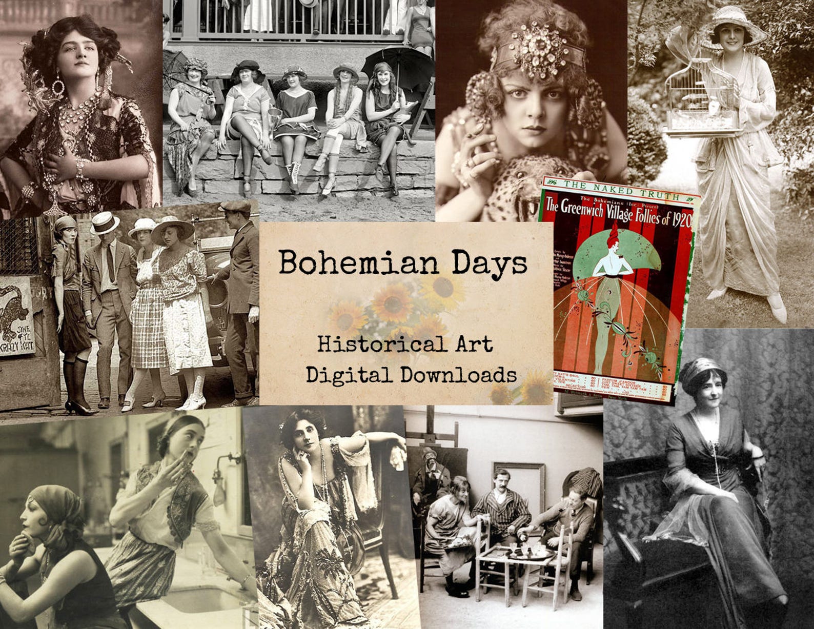 Bohemian Days Digital Ephemera Digital Images Vintage Art | Etsy