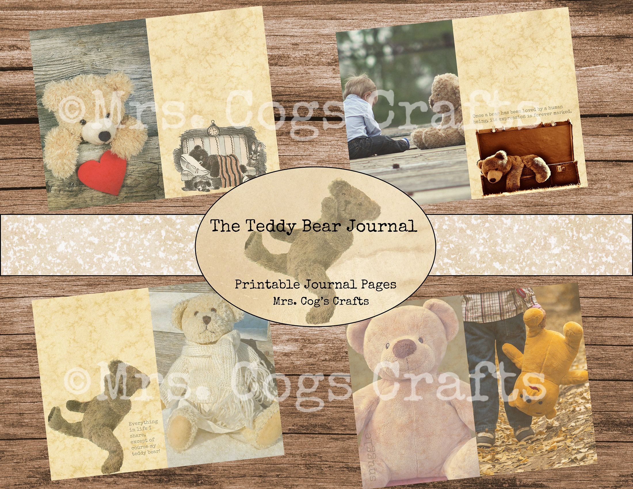 The Teddy Bear Journal Junk Journal Kit Printable Journal | Etsy