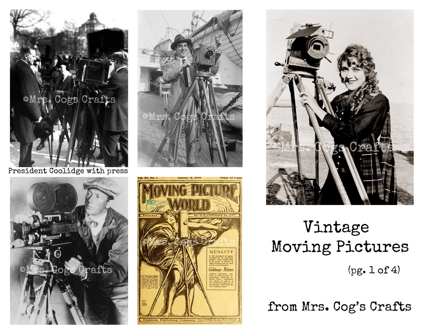 Vintage Moving Pictures - Digital Ephemera, Digital Images, Vintage ...