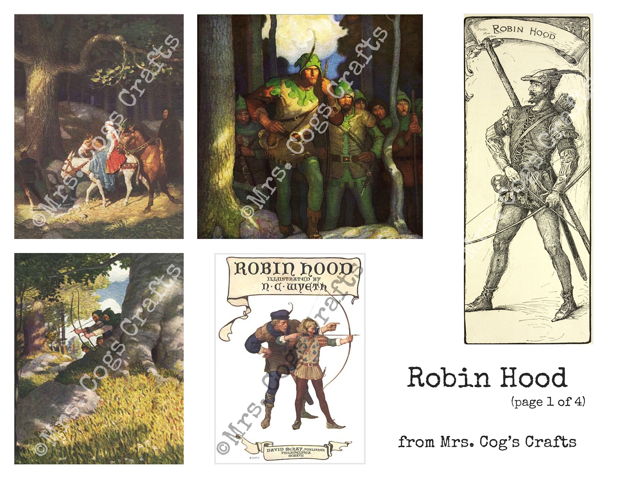 Robin Hood Printable Images Ephemera Classics Digital | Etsy