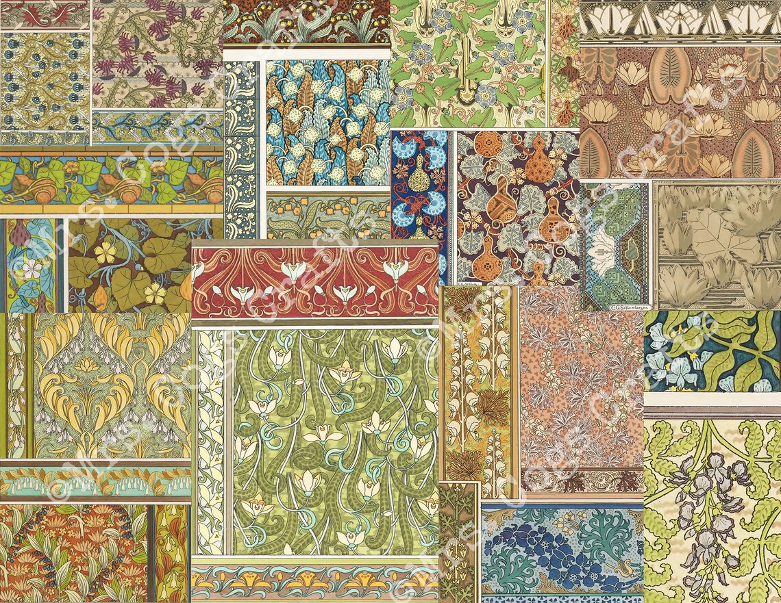 Patchwork Collage Pages - Full Page Images, Printable Images, Instant ...