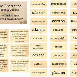 The Universe Words & Quotes - Journal Prompts, Printable Words, Instant ...