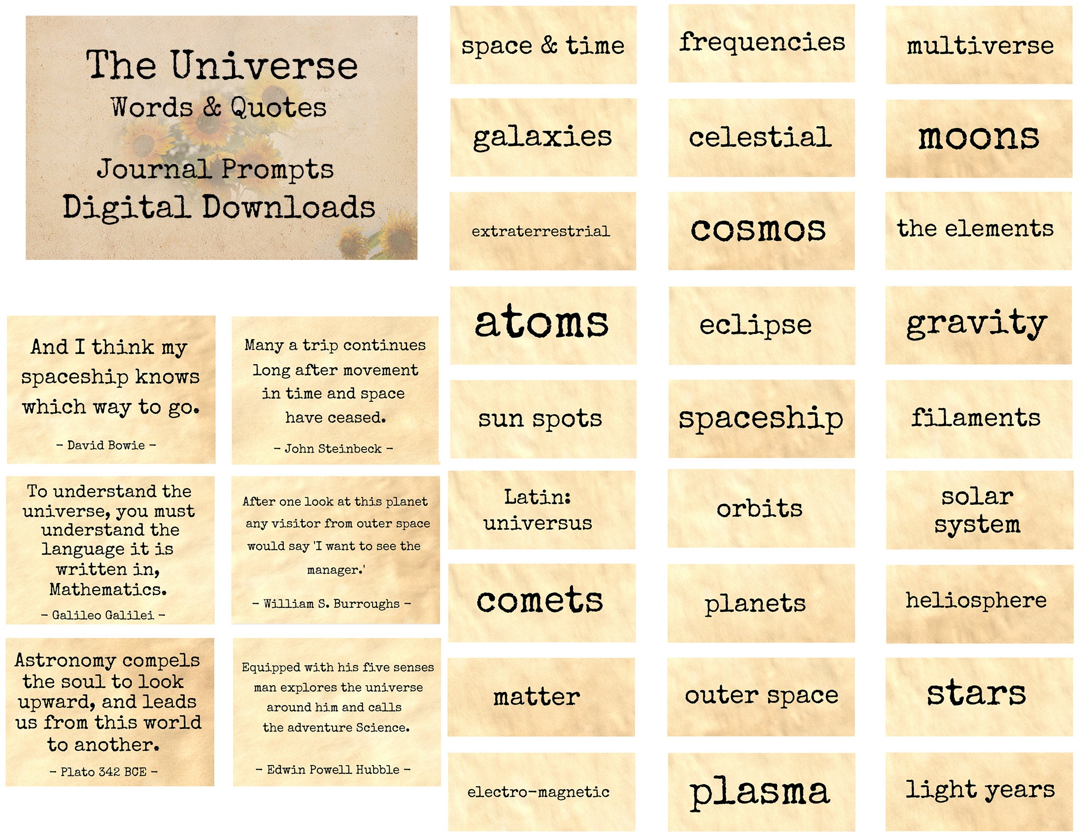 The Universe Words & Quotes Journal Prompts Printable - Etsy
