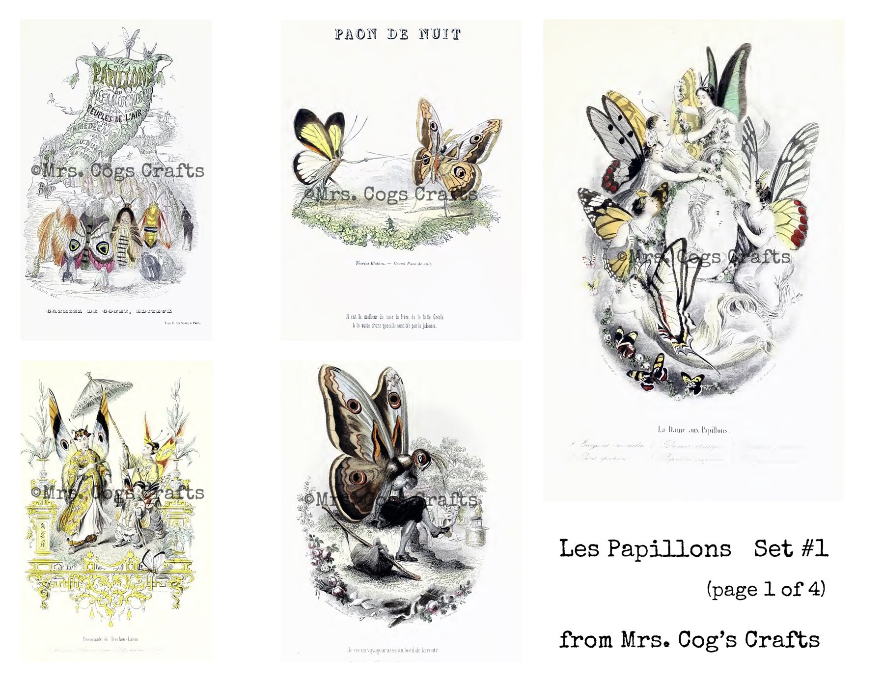 Les Papillons Set #1 (the Butterflies) - Digital Ephemera Classics ...