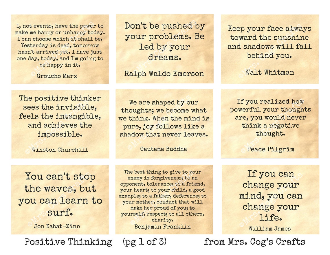 Positive Thinking - Words & Quotes - Journal Prompts, Printable Words ...