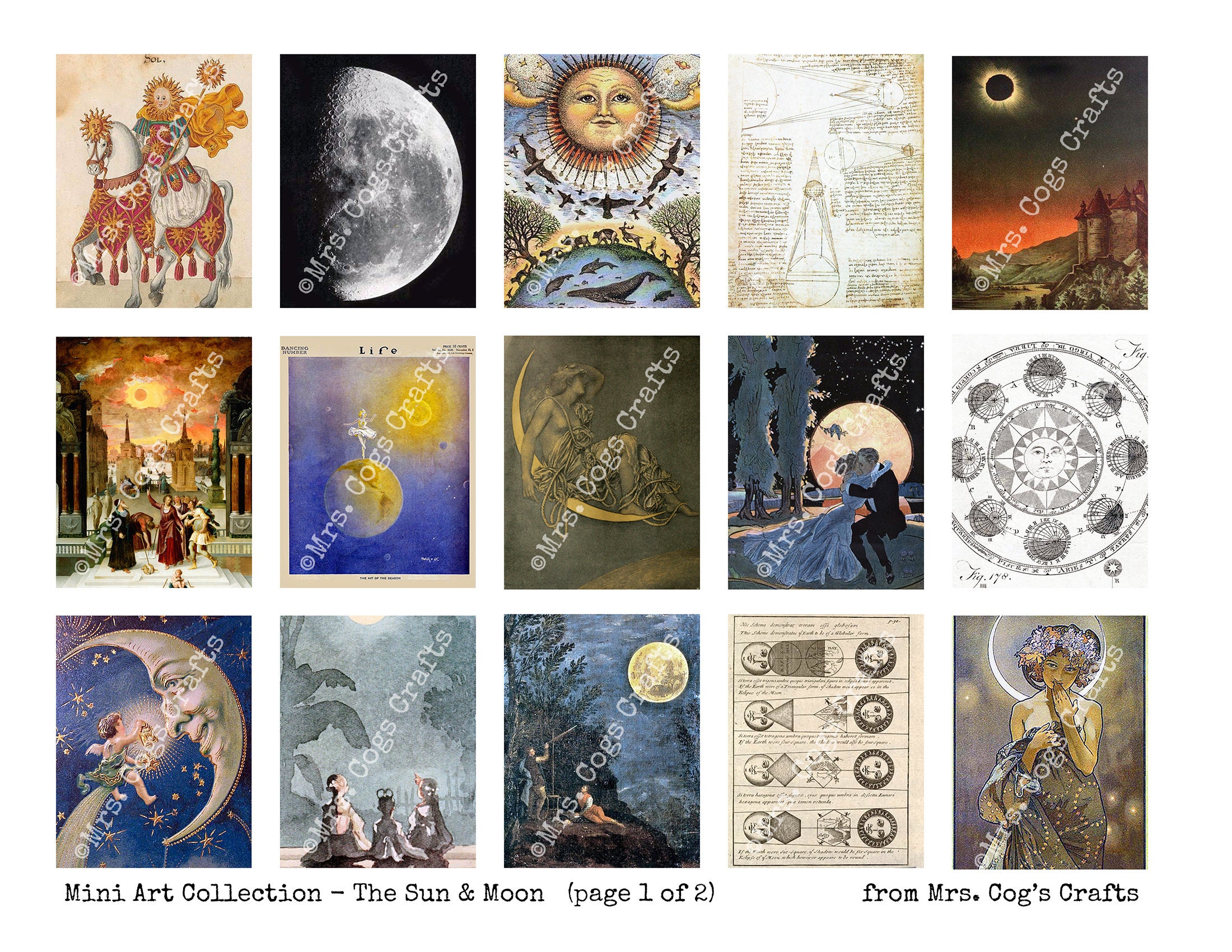 Mini Art the Sun & Moon Printable Images Digital - Etsy